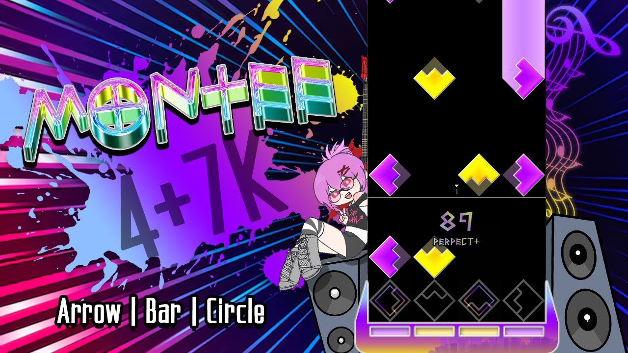[Quaver Skin #11] Montee 4K + 7K: Arrow, Bar, Circle - YouTube