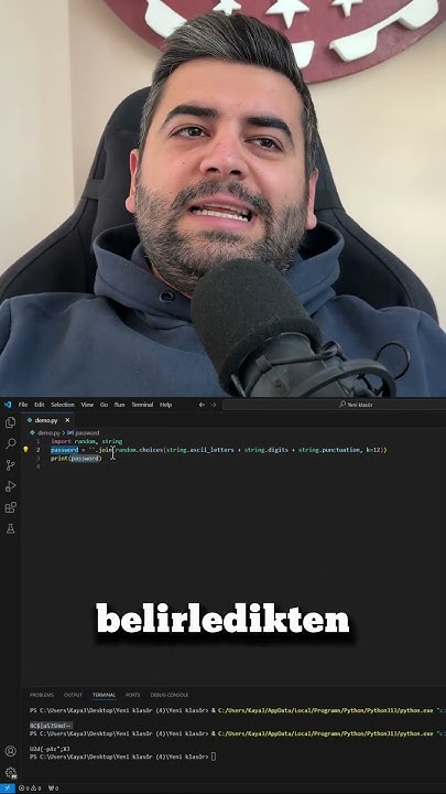Python ile Tek Satır Kod Yaz ve Şifre Üret #python - YouTube