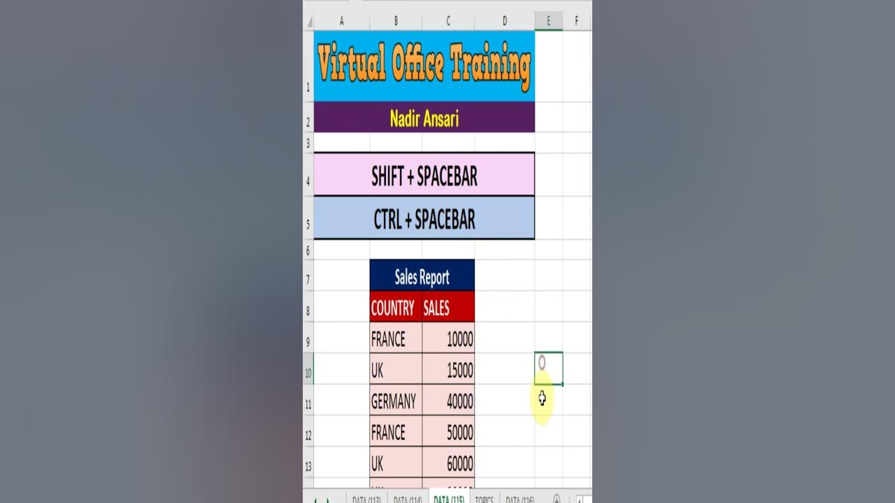 Select Row and Column by Using Shortcuts - #exceltricks #shorts #shortvideo - YouTube
