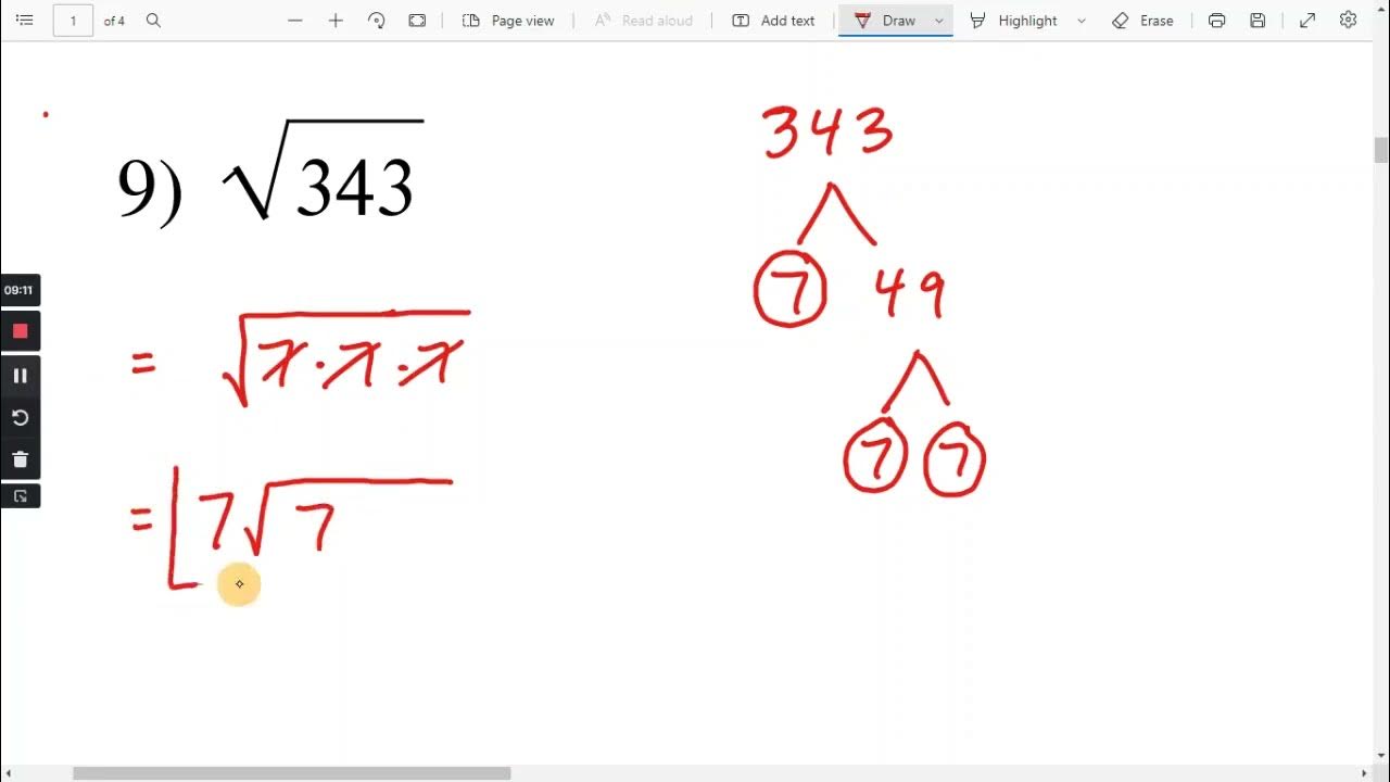 Simplify square roots : Kuta software WS - YouTube
