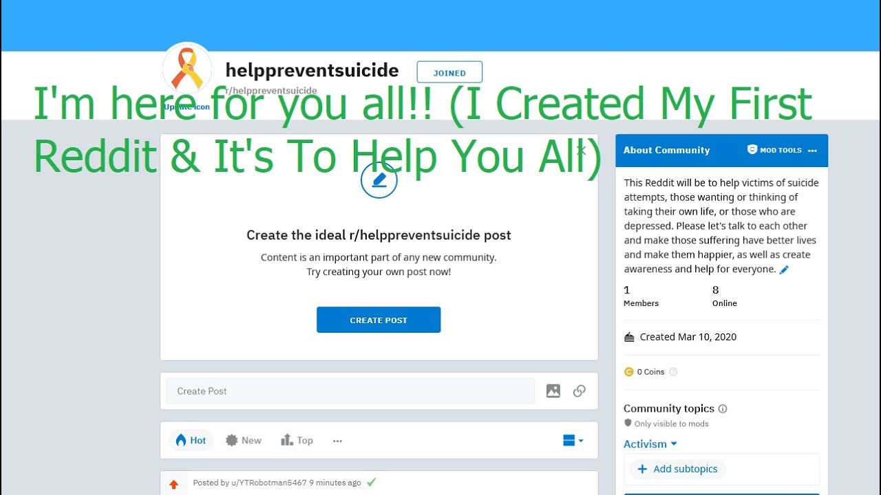 I Created My Own First Reddit To Help People That Need It! - YouTube