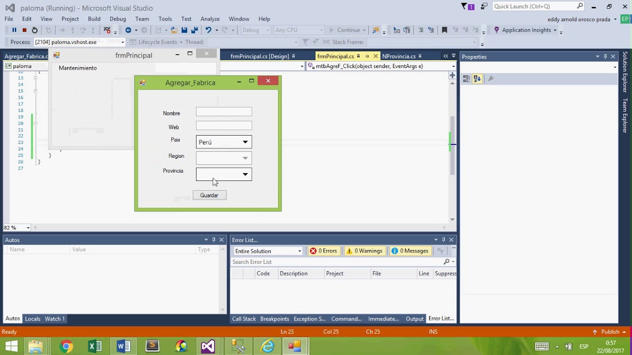Visual studio 2015 Segunda Parte de dependencias de combo box y guardar ...