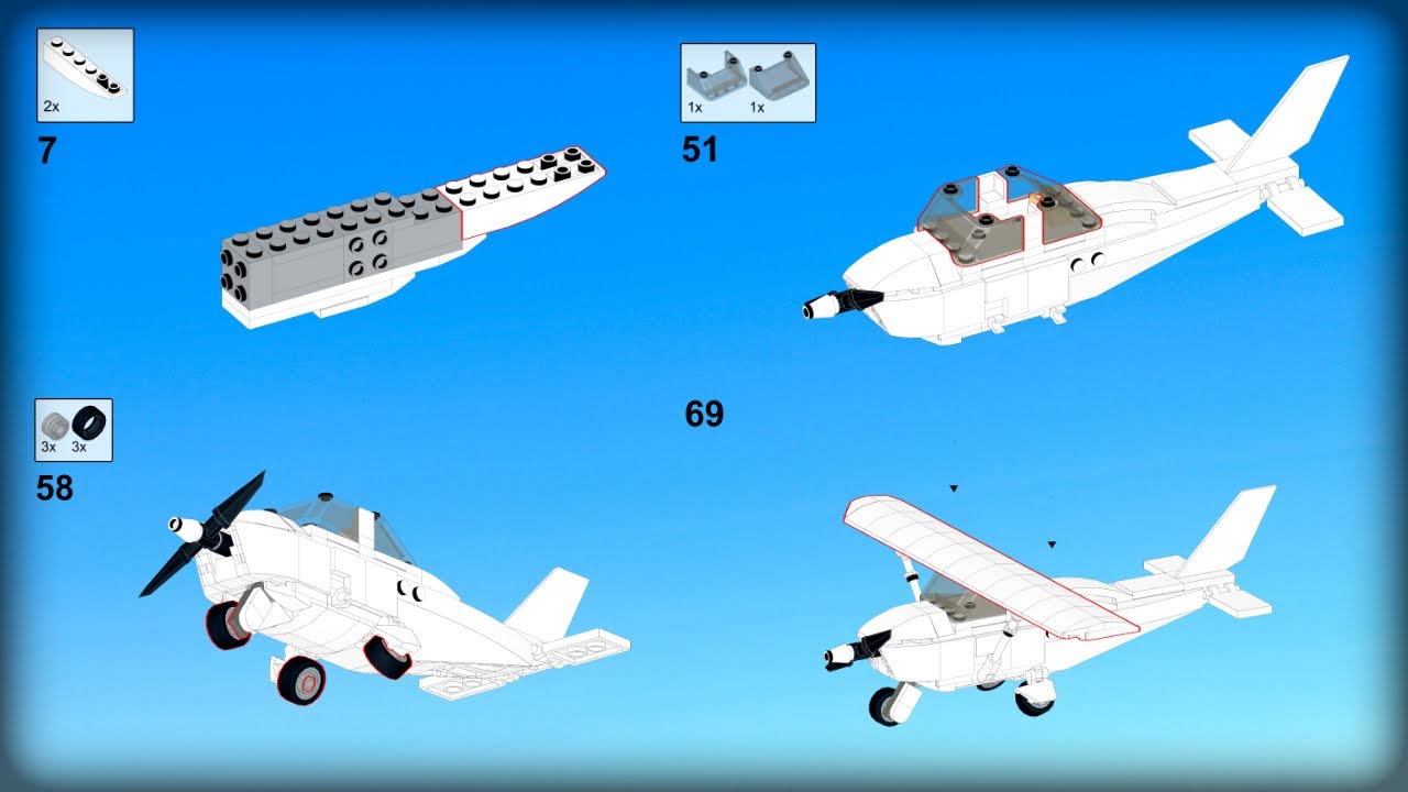 Lego plane building instructions - Cessna 172 - YouTube