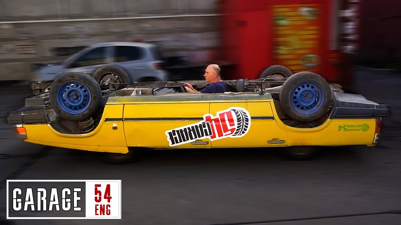 Tearing it up in an upside down car - YouTube