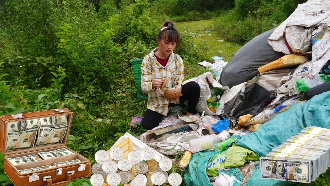 Poor girl collects scrap | Girl finds bag containing lots of cash and ...