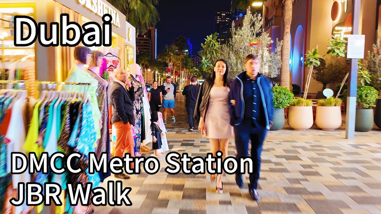 Dubai [4K] Walking from Dubai DMCC Metro Station to JBR at Night 🇦🇪 ...