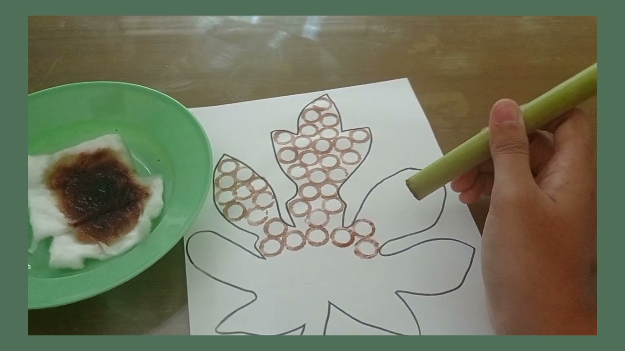 Mengecap Gambar Daun Pepaya dengan Batang Daun Pepaya🌿 - YouTube