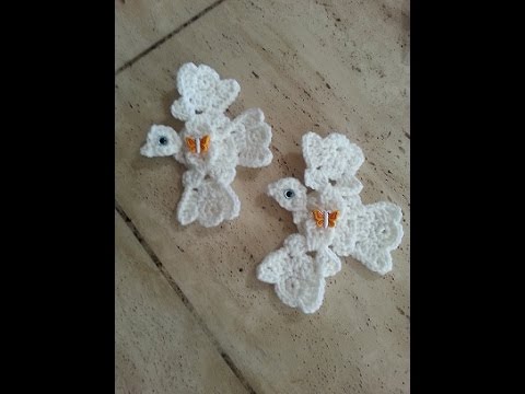 Crochet easy Dove Applique using crochet shells DIY tutorial - YouTube