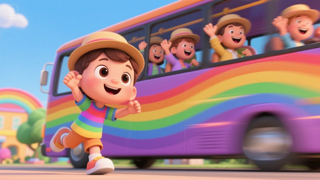 Wheels on the Rainbow Bus — Zoom and Play! | Colorful Bus Song for ...