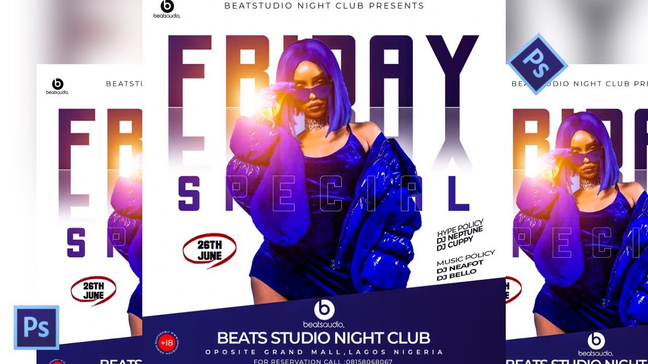 Club Poster Design In Photoshop | Club Flyer Design in Adobe Photoshop ...