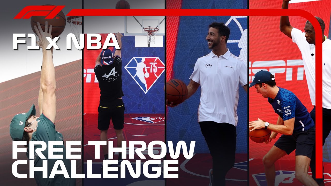F1 Drivers Take On NBA Free Throw Challenge! - YouTube