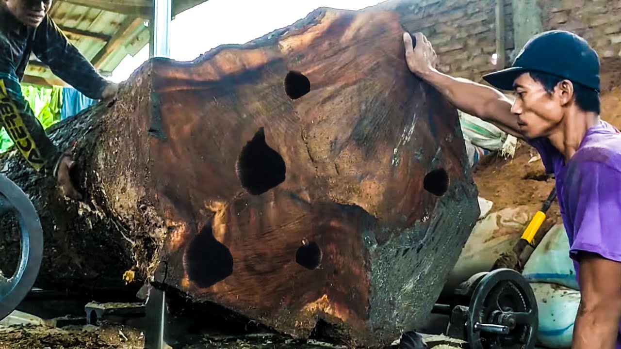 Advanced Sawing of Trembesi Wood - YouTube