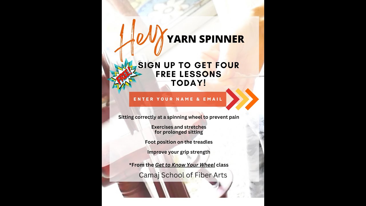 Sign up to get four free lessons to start your spinning yarn journey ...