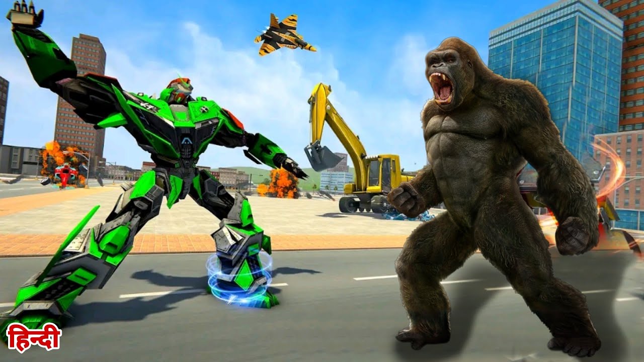 KING KONG😱VS TRANSFORMER FIGHT - KING KONG IN GTA V - MECH TRANSFORMER ...