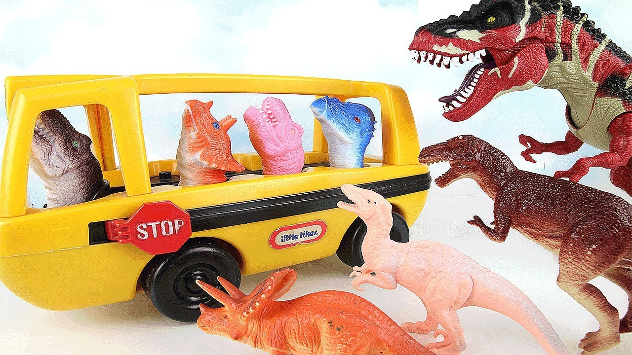 Dinosaurs Attack Dino School Bus! Learn Names of Dinosaur With Finger ...