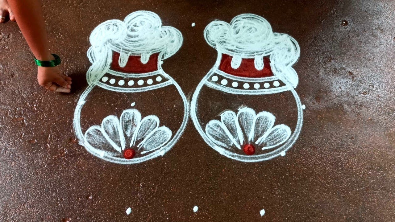 Pongal2023 double pot rangoli|5*3 sankranti muggulu|bhogi kundalu ...