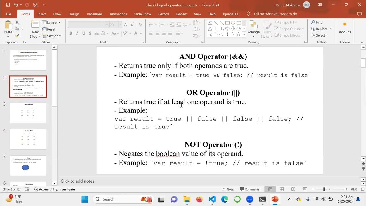 Geospatial Programming course Intro to Programming Logical operator, loop Class 3 Part-1 - YouTube