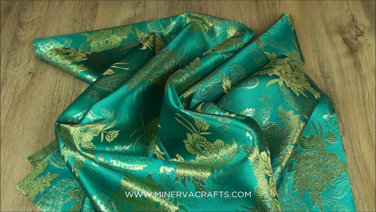 Metallic Brocade Fabric Turquoise - YouTube