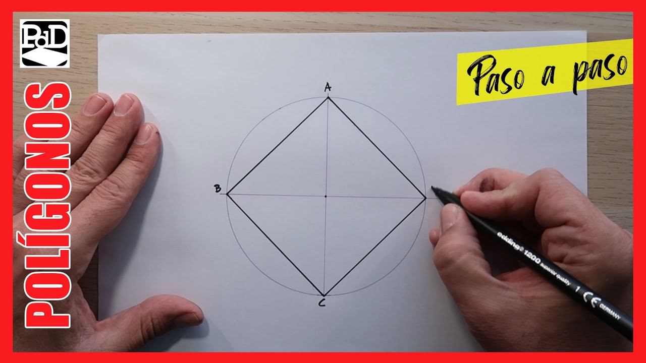 Cuadrado Inscrito en Circunferencia. Dibujo Técnico sobre papel paso a ...