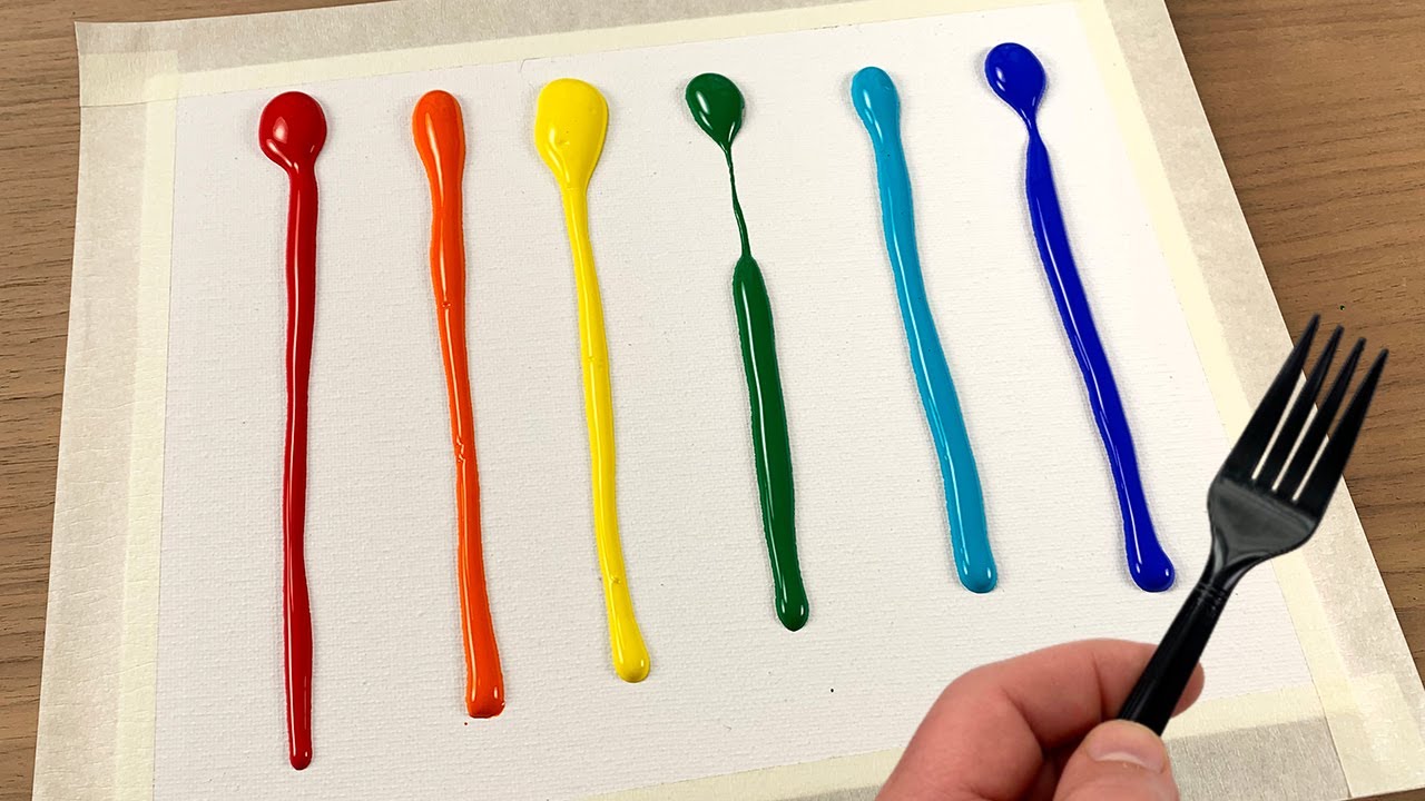 Painting a Rainbow Landscape / Colorful Syringe Injection / Acrylic ...