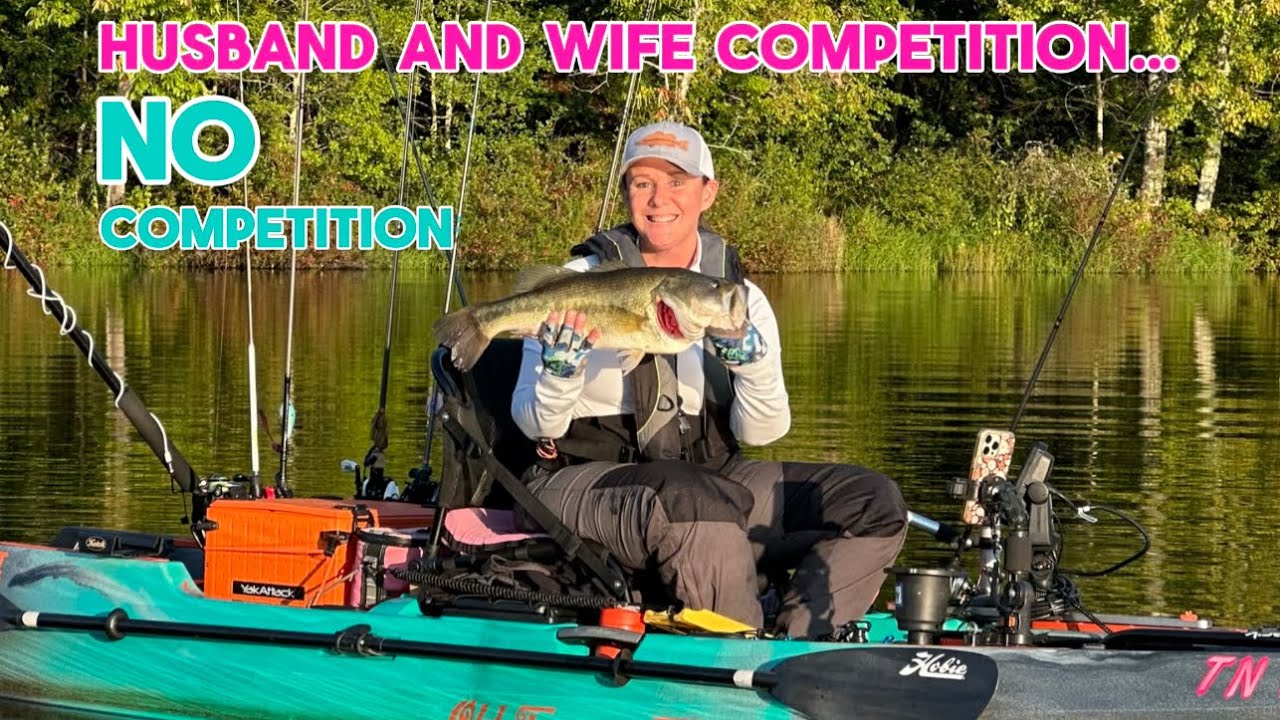 Husband and Wife Kayak Bass Fishing Competition… NO Competition! - YouTube