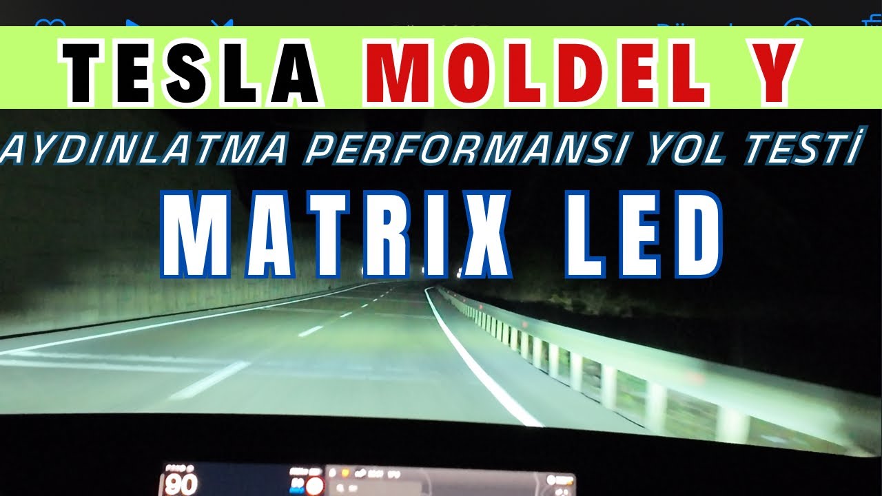 Tesla Model Y Led Matrix Far Aydınlatma Yol Performansı - YouTube