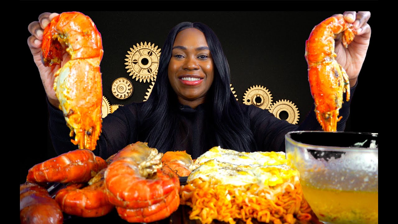 MEGA PRAWNS SEAFOOD BOIL MUKBANG | 먹방쇼 | 2X SPICY NOODLES CHALLENGE ...