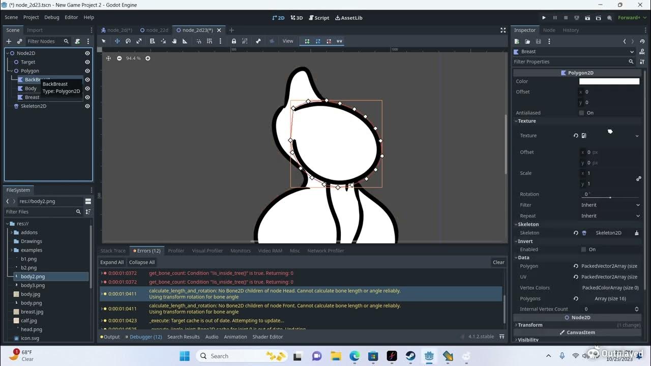 Godot 4.1.2 JigglePhysics2D Tutorial (Skeleton2D) - YouTube