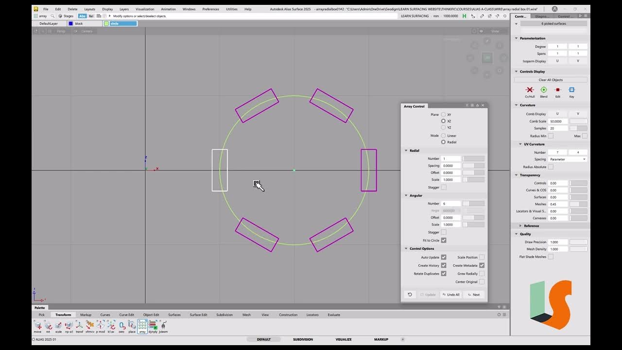 Autodesk Alias Tutorial: Creating a radial array of objects - YouTube