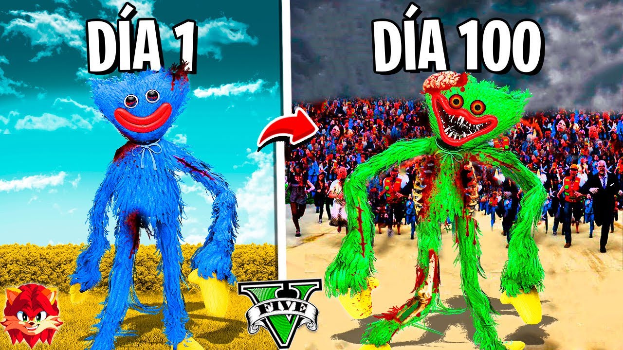 SOBREVIVÍ 100 DÍAS como ZOMBIE HUGGY WUGGY en GTA 5 !! (Huggy Wuggy mod ...