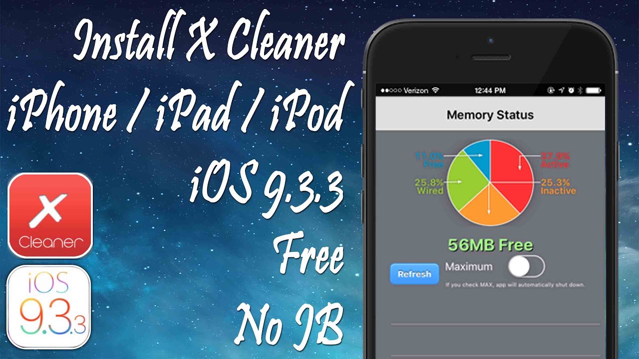 How To Install X Cleaner iOS 9.3.5 Free & Never Crash For iPhone / iPad ...