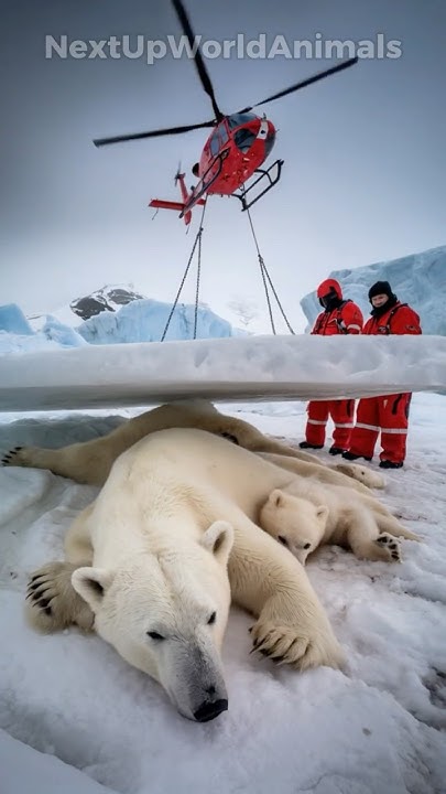 Brave Rescuers Save Injured Polar Bear Mother and Cub Trapped Under Collapsed Glacier🐻‍ ️ - YouTube