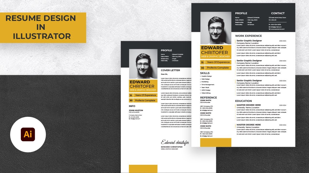 Adobe Illustrator: Resume Design with Cover Letter in Adobe Illustrator ...