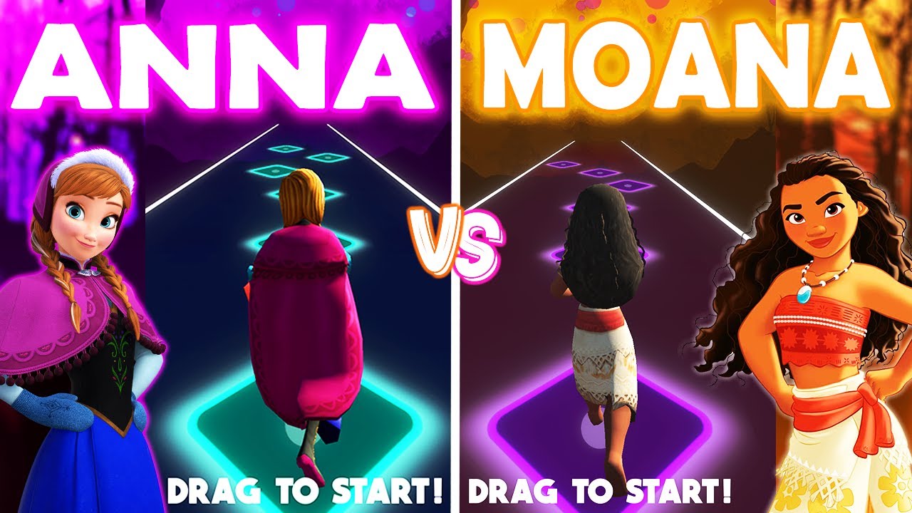 Frozen Anna Vs Moana Tiles Hop Love Is An Open Door How Far Ill Go Youtube Music