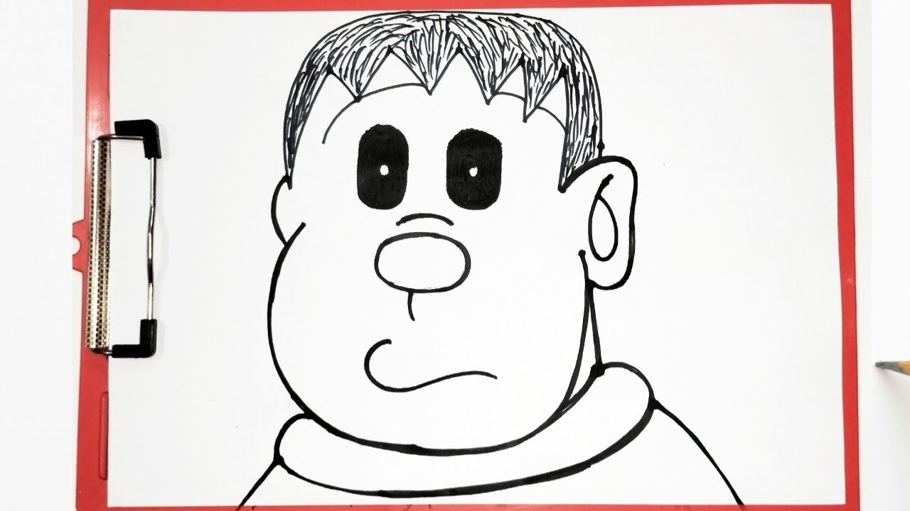 How to draw Gian from Doraemon easily || Gian drawing tutorial - YouTube