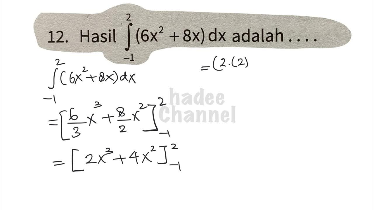 hasil integral (6x²+8x)dx untuk x dari -1 sampai 2 adalah - YouTube