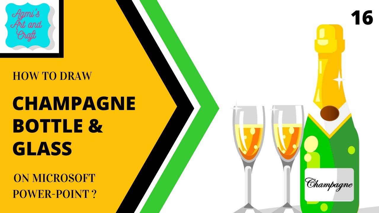 How to draw a Champagne bottle and glass on Powerpoint: Drawing ...