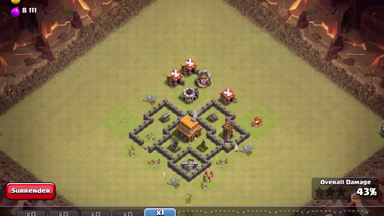 TH3 best strategy vs TH4 Full max - Clash of clans - YouTube