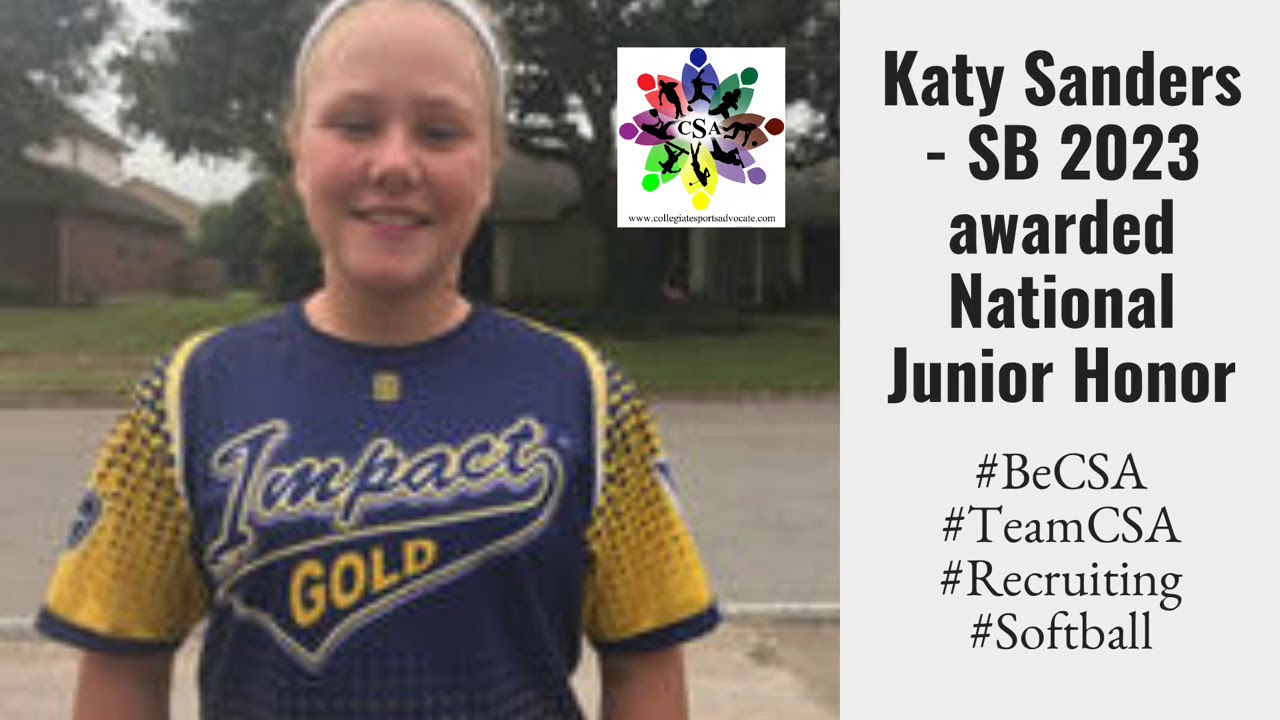 Katy Sanders - SB 2023 awarded National Junior Honor - YouTube