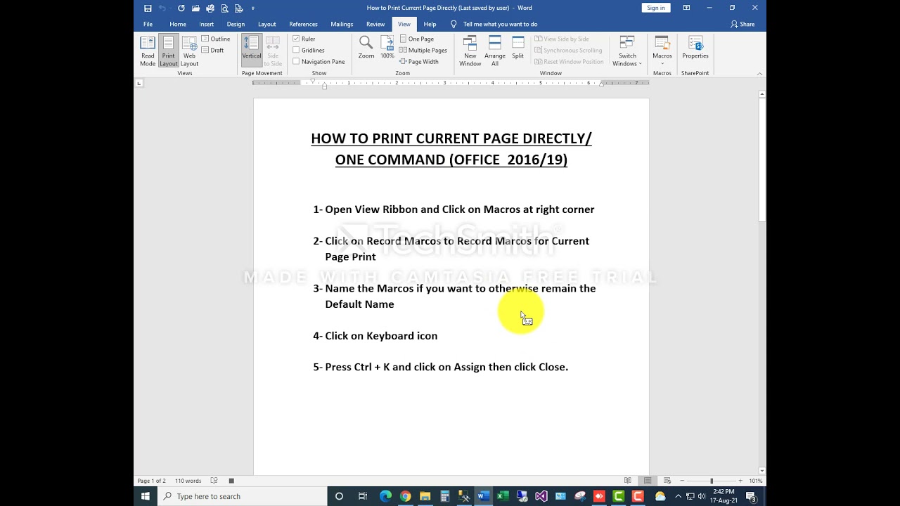 Print Current Page MS Word Single Command ITECH AAB YouTube print-current-page-ms-word-single-command-itech-aab-youtube