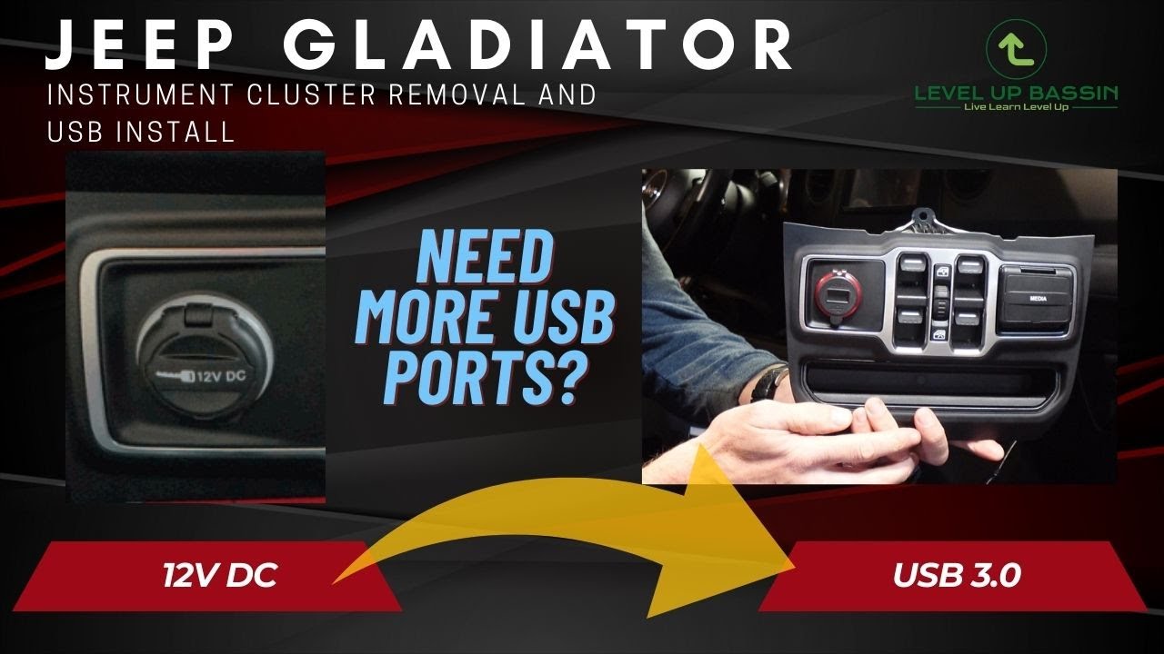 Jeep Gladiator - 12c Dc outlet Swap for USB 3.0 Fast Charging - YouTube