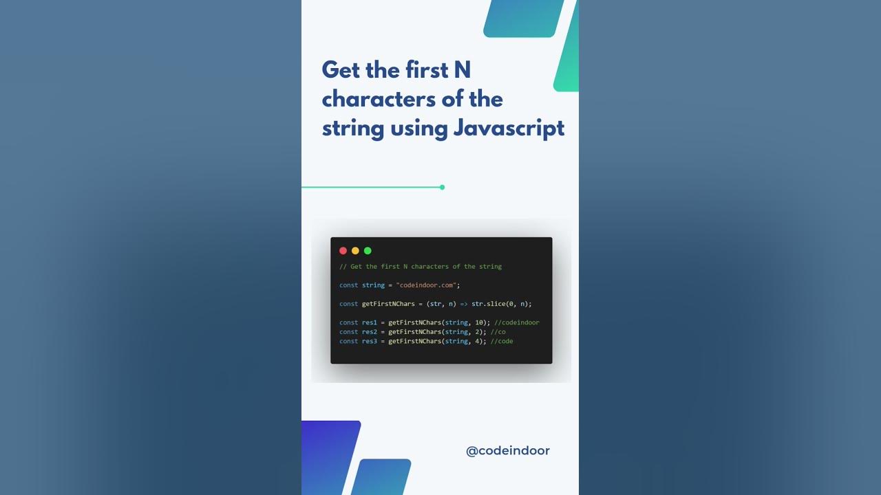 Get The First N Characters Of String Using Javascript Javascript Js
