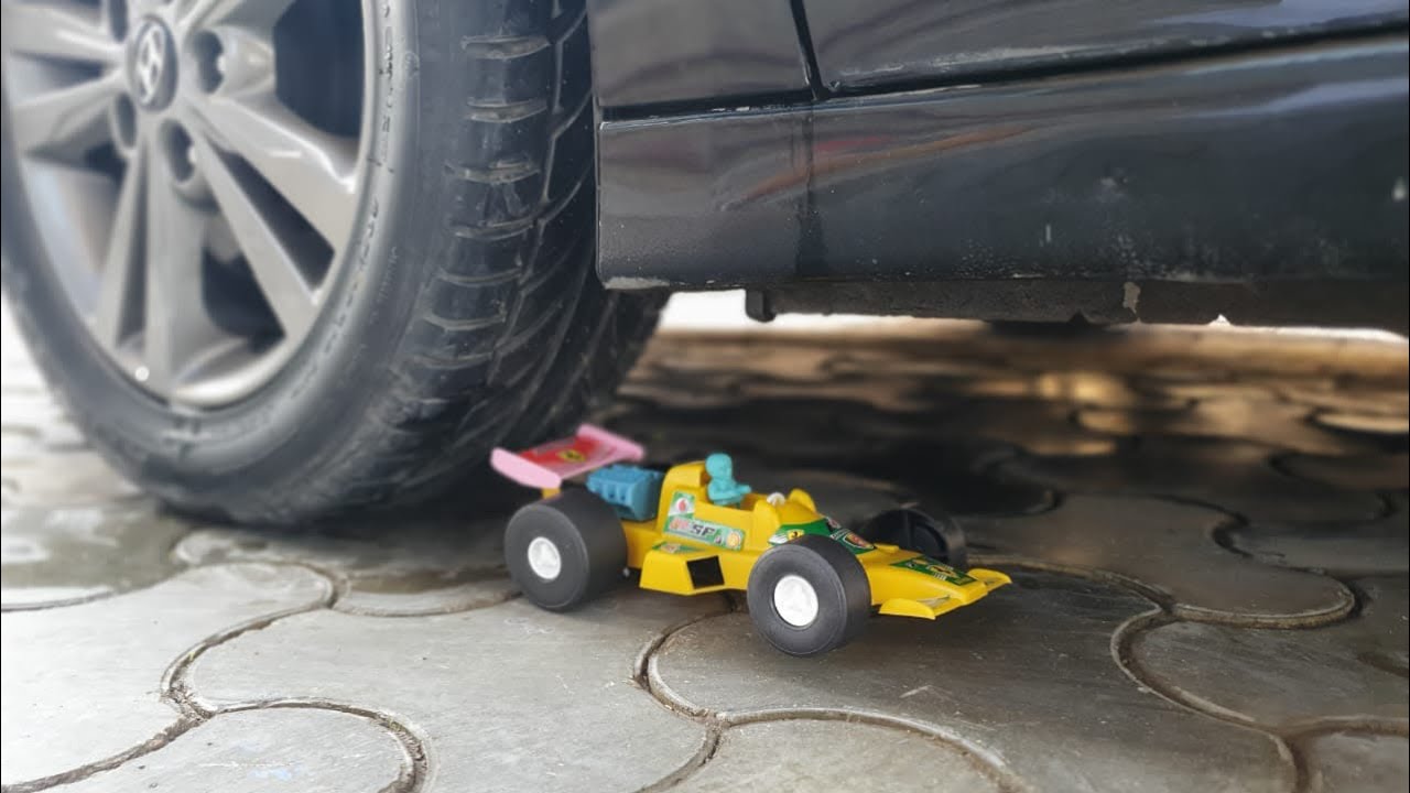 Experiment car vs toy car / crushing crunchy & soft things by car - YouTube