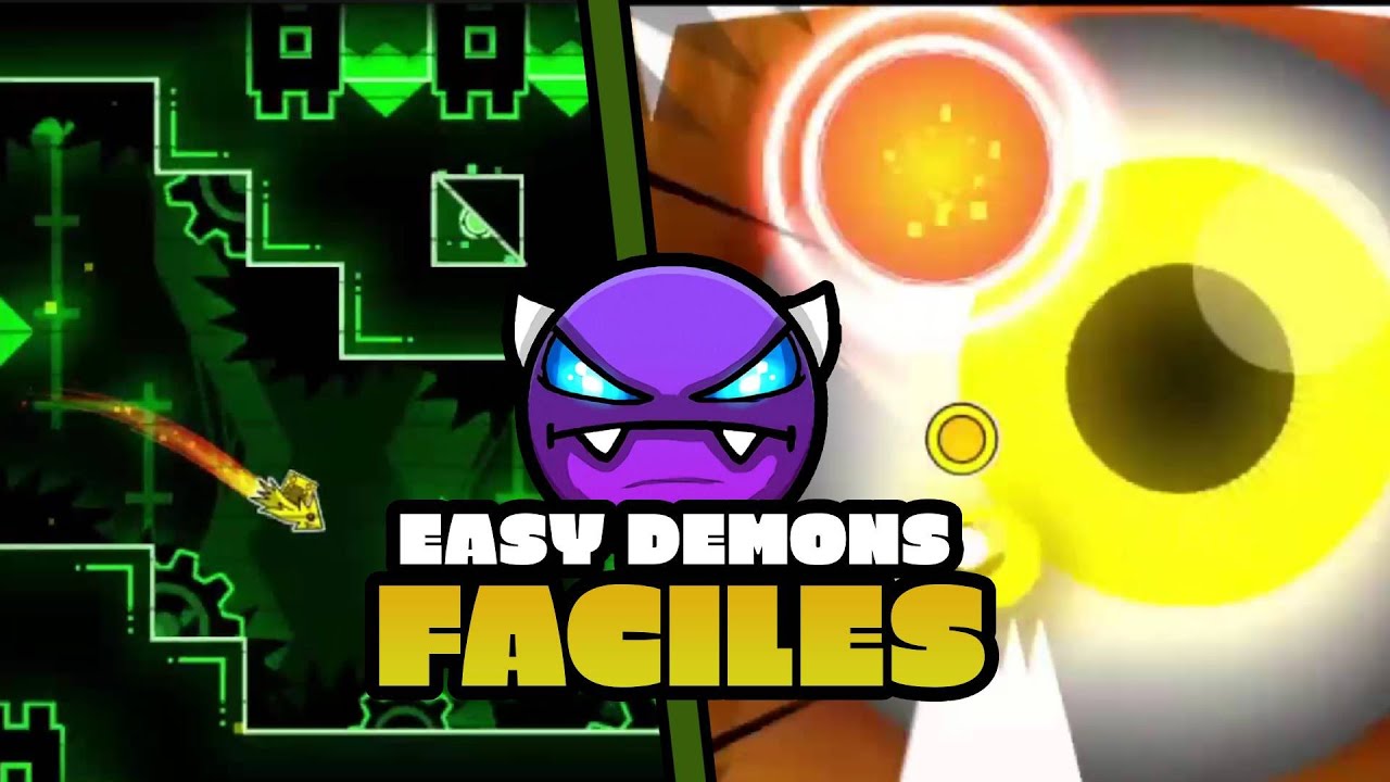 9 EASY DEMONS FACILES para empezar en GEOMETRY DASH - YouTube