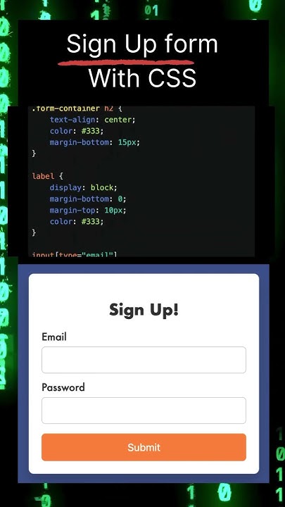 Sign Up Form With And Without Css Shorts Css Frontend Code Fullstackdev Css3 Webapp