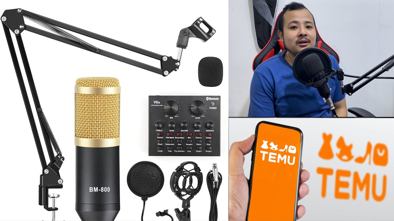 MB800 Condenser mic with v8 Sound card | From TEMU | Cheapest Condenser ...