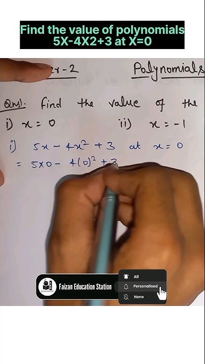 Find the value of Polynomial 5X-4X2+3 at X =0 📚🔥 | Polynomials Chapter 2 Class 9th 📕 # ...