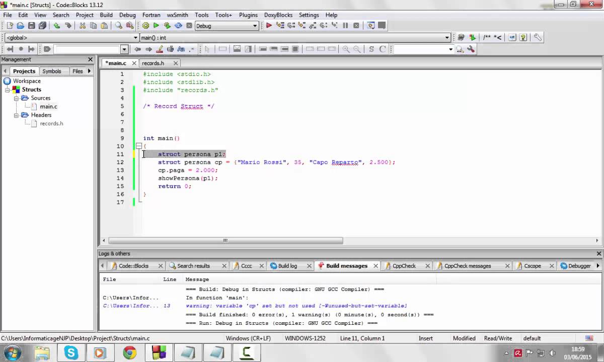 Imparare C - Tutorial 41 - Struct e typedef - YouTube
