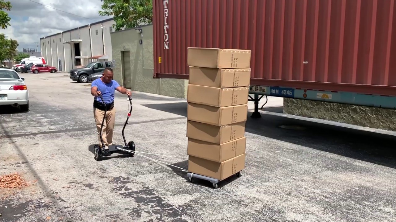 Using Hoverboard handles to unload container. Also using HoverSeat ...
