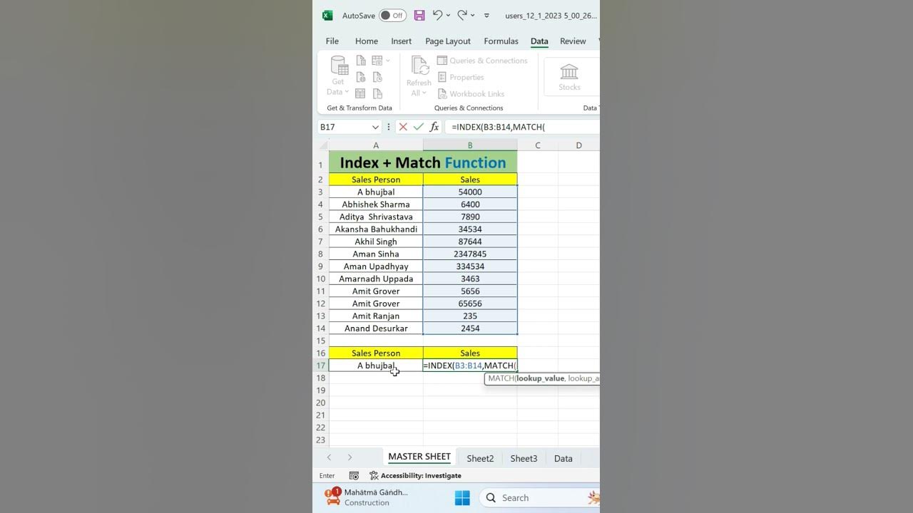 Shorts Index And Match Function In Excel Excelhacks Virashorts Exceltutorial Shortstutorial